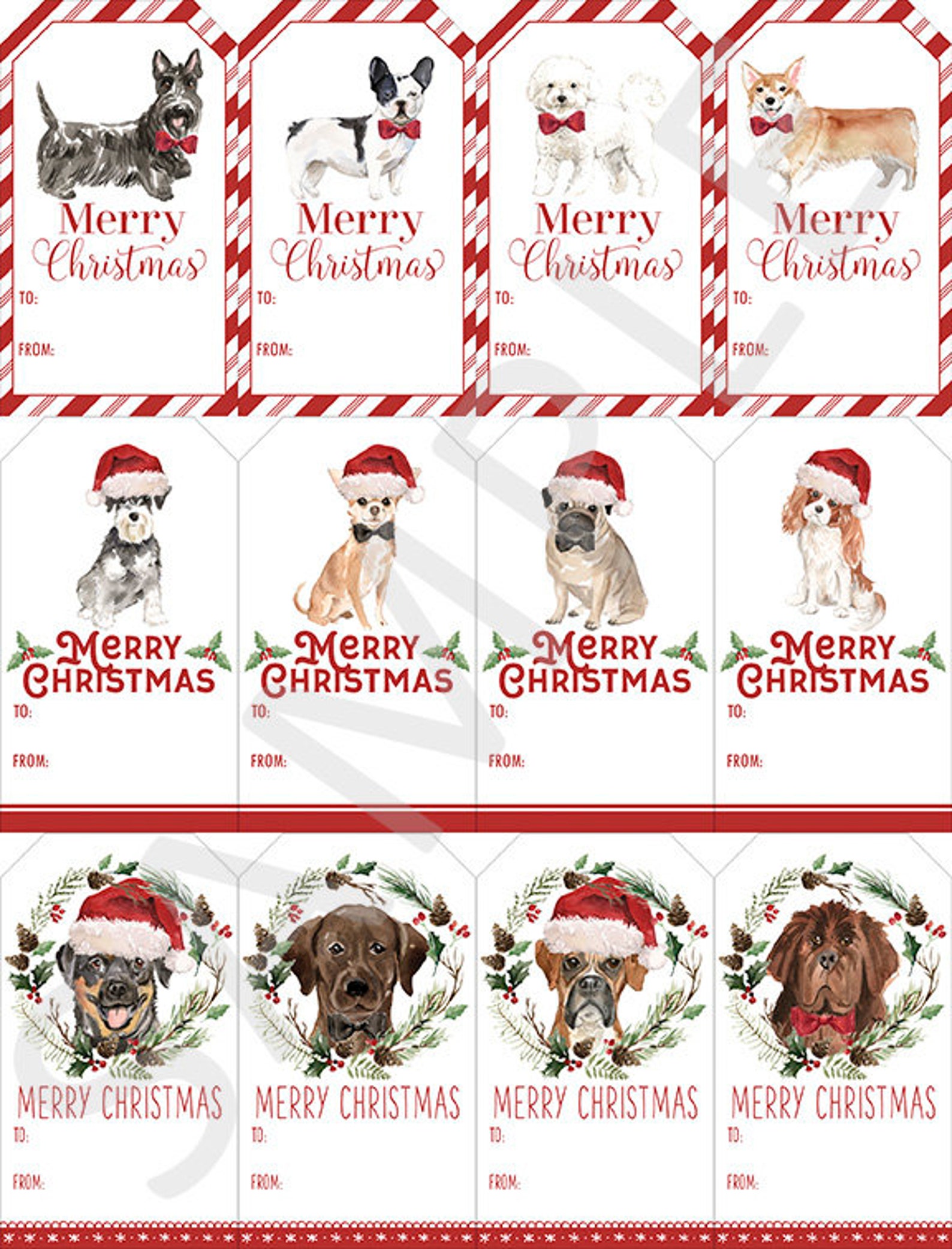 Dog Christmas Gift Tags Printable Christmas Gift Tags - Etsy