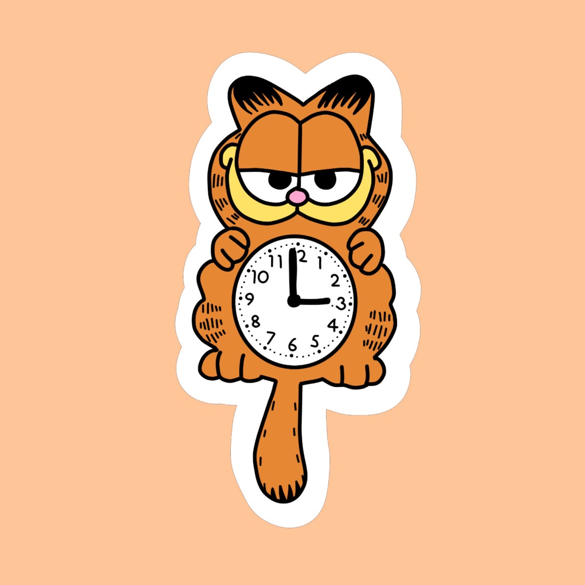 Garfield Clock Sticker, Classic Fat Orange Cat, Decorative and Handmade ...