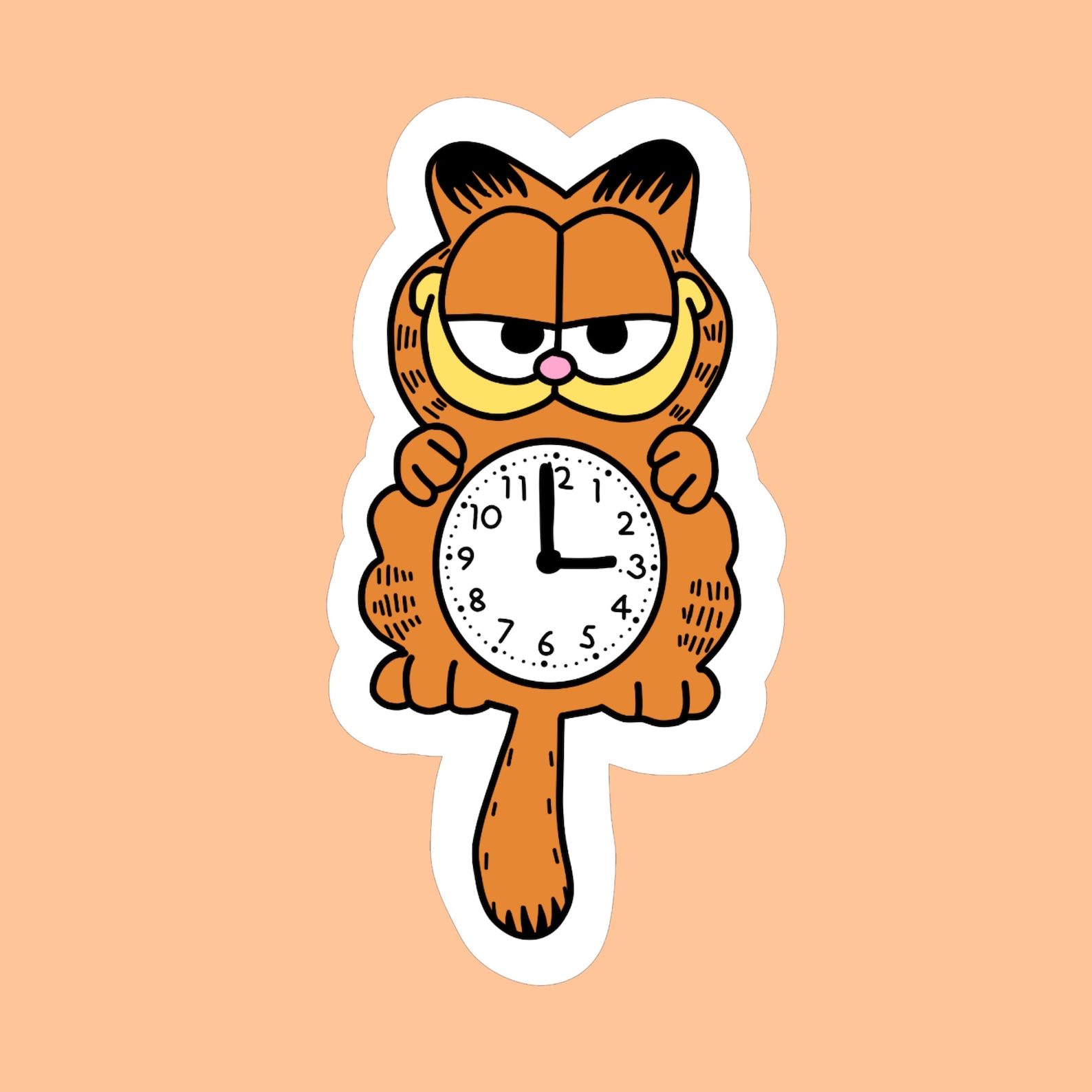 Garfield Clock Sticker, Classic Fat Orange Cat, Decorative and Handmade ...
