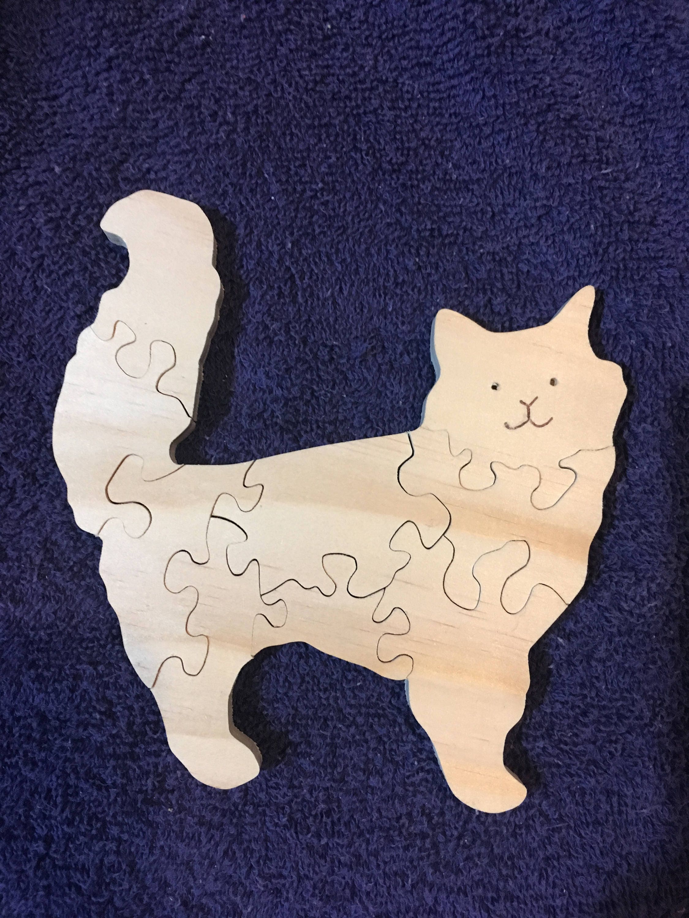Wooden Cat Puzzle - Etsy