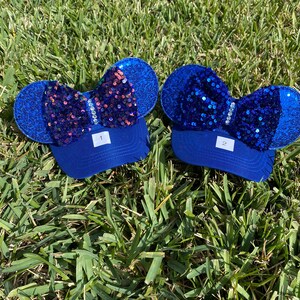 Royal Blue Visor , Confetti Sequin Bow, Visor, Mouse Ears, Mickey Ears ...