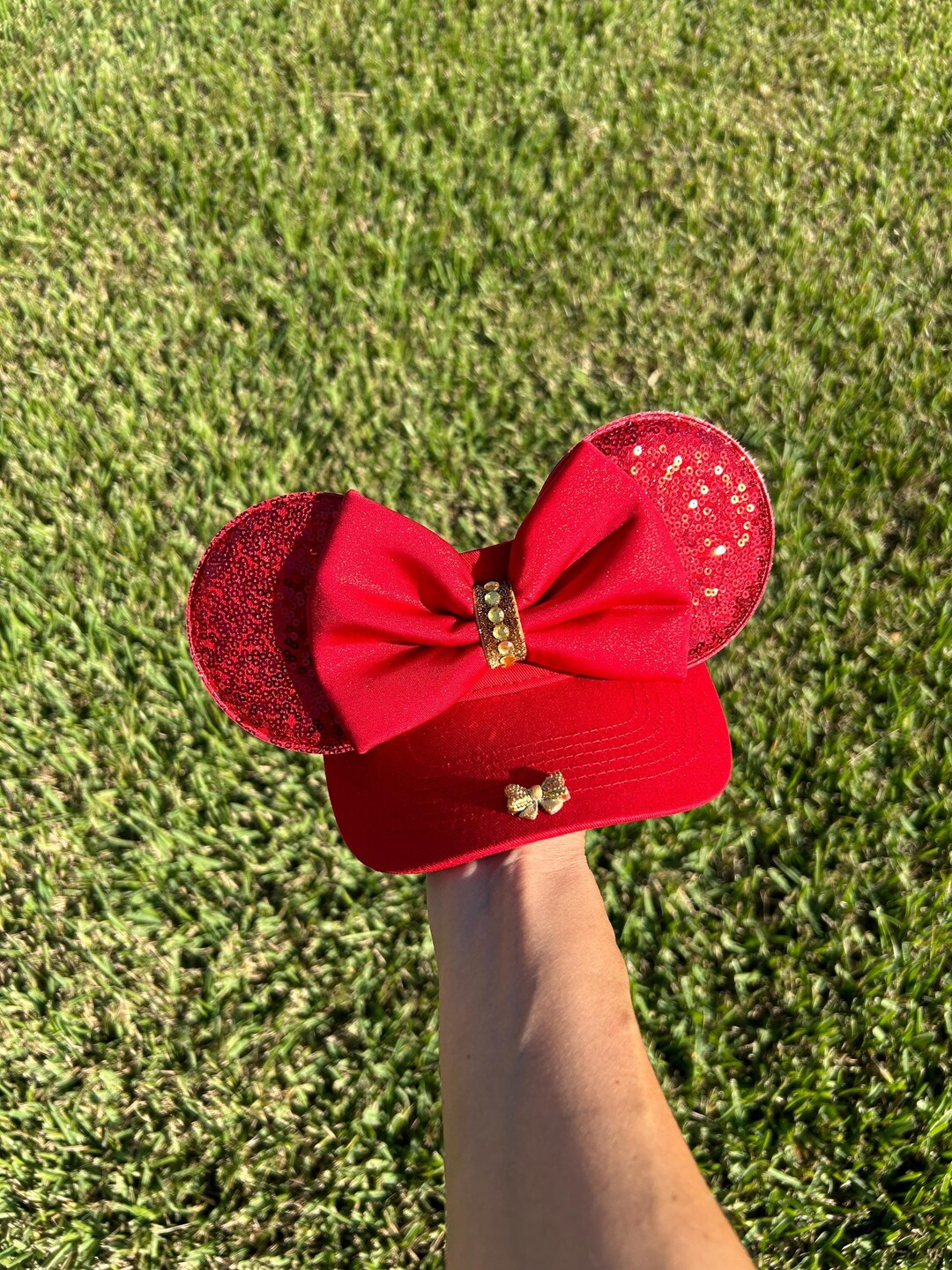 Disney Inspired, Red, Visor, Mickey Ears, Mouse Ears, Minnie, Mickey ...