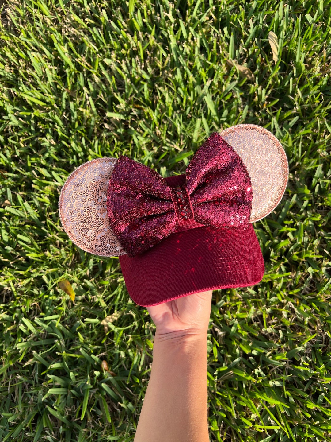 Wine Visor Burgundy Mouse Ears Mickey Ears Minnie Ears - Etsy