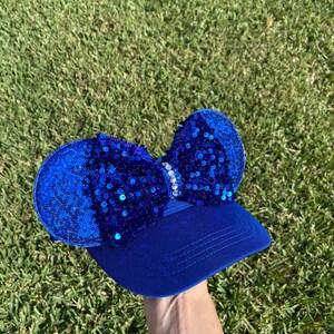Royal Blue Visor , Confetti Sequin Bow, Visor, Mouse Ears, Mickey Ears ...