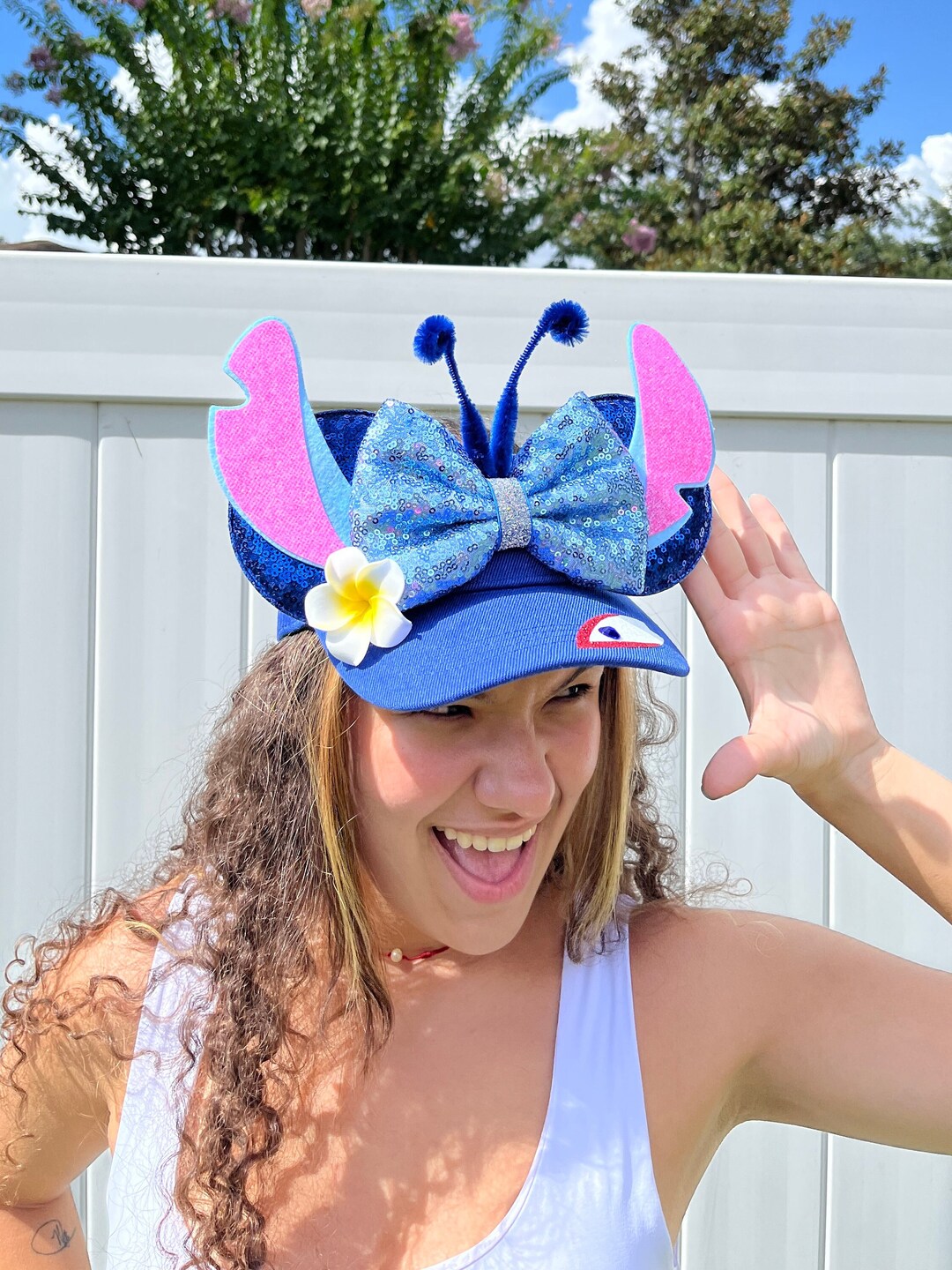 Stitch Inspired Visor, Blue, Angel, Mouse Ears, Mickey Ears, Minnie ...