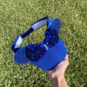 Royal Blue Visor , Confetti Sequin Bow, Visor, Mouse Ears, Mickey Ears, Minnie Ears - Etsy