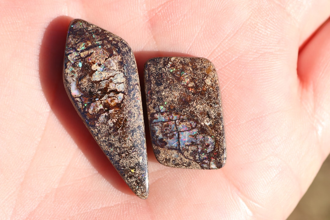 Parcel of 2 Freeform Wood Replacement Boulder Opals - FLAW - Australian ...