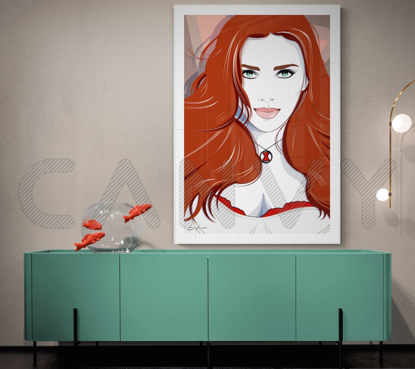 Scarlett Johansson Black Widow Art Print – Retro Nagel Style Portrait ...