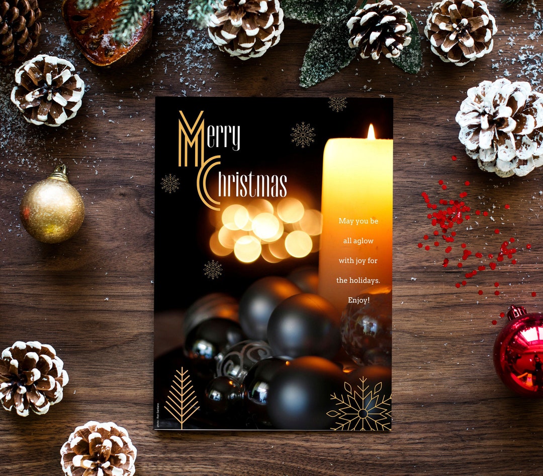 Christmas Candlelight Card, Holiday Ornament Design (PDF) - Etsy