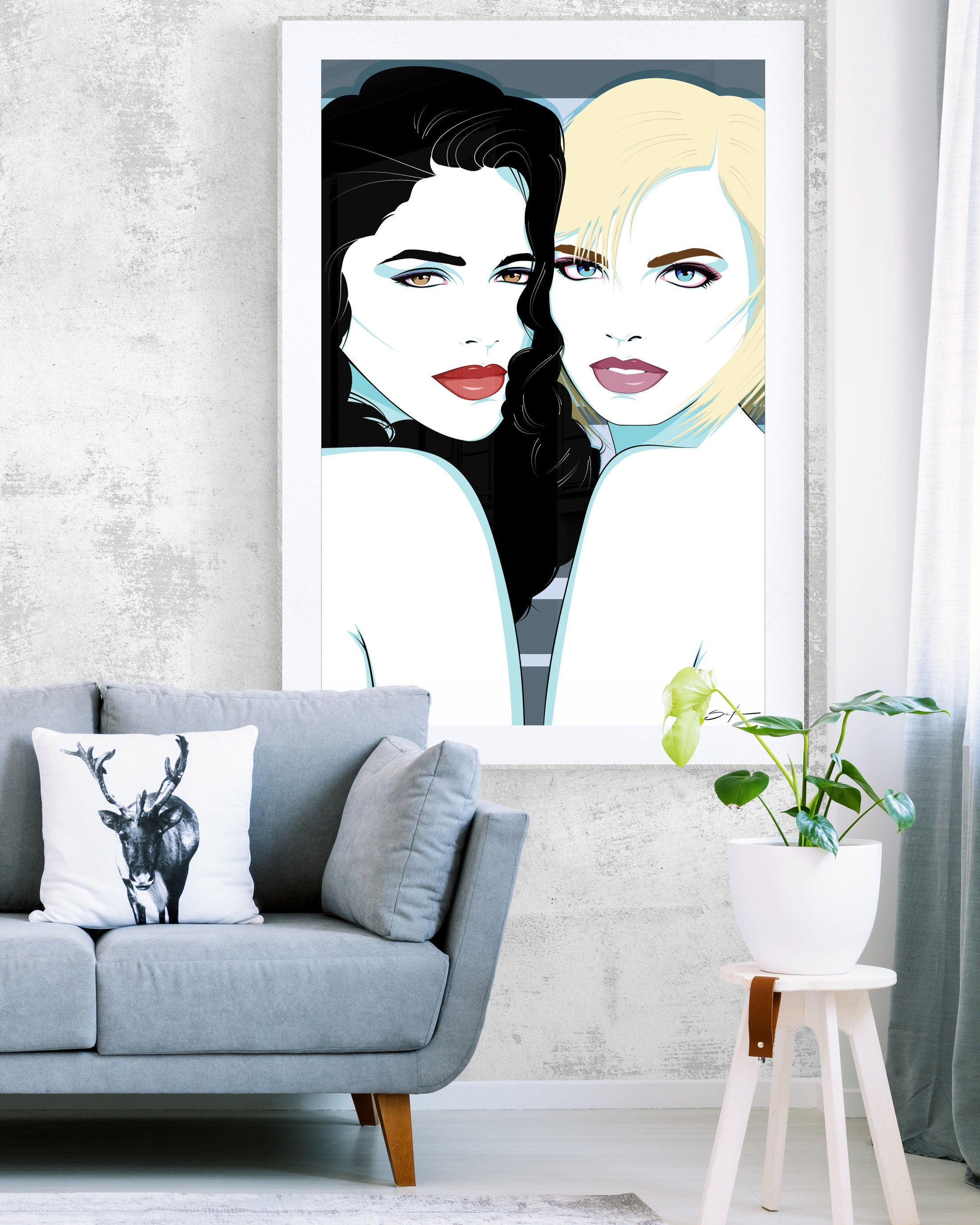 Patrick Nagel Style Art Glamour Girl Art Sexy Model Art - Etsy