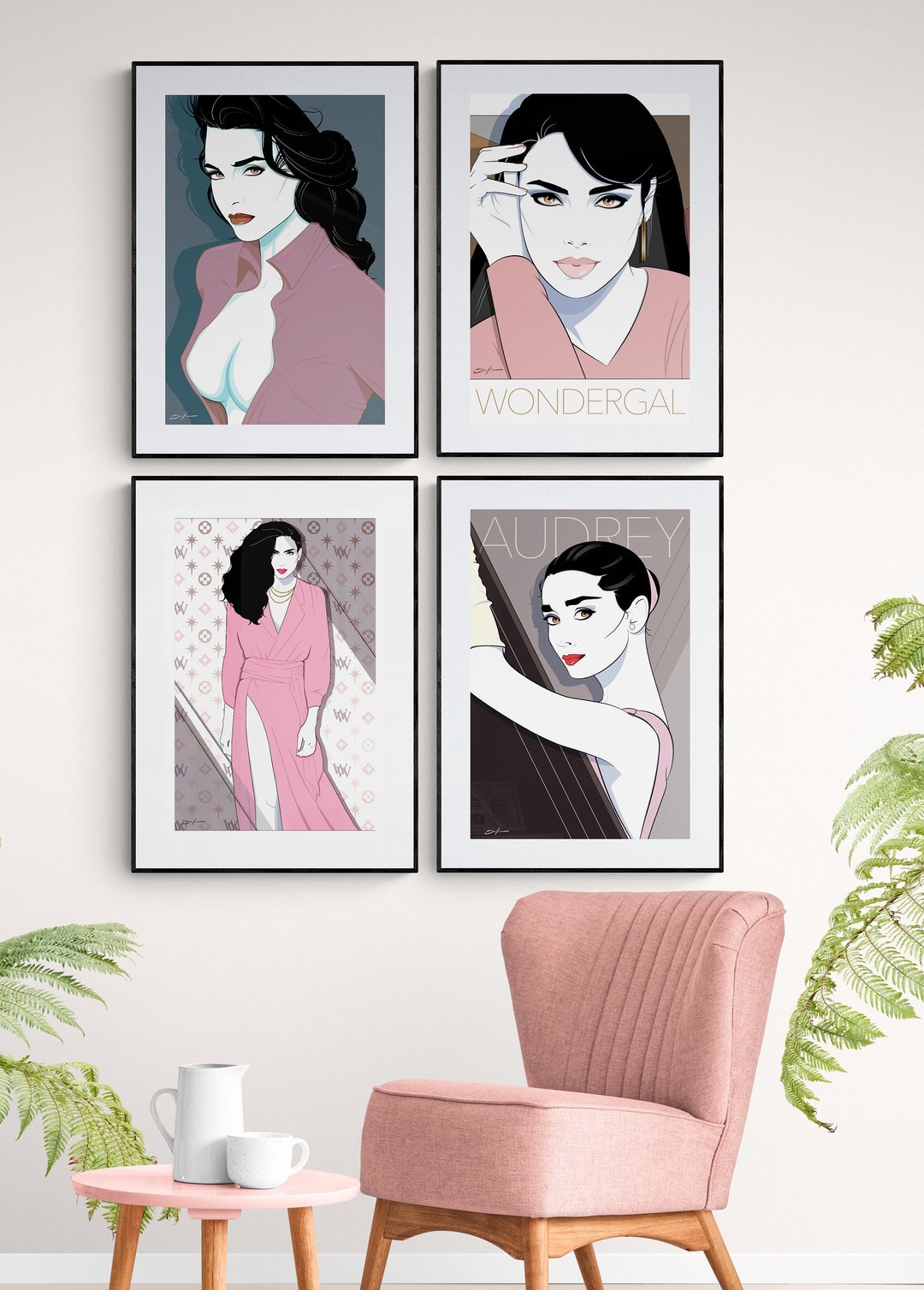 PRETTY IN PINK - Patrick Nagel Style Art - 80s Style Art - Sexy Art ...