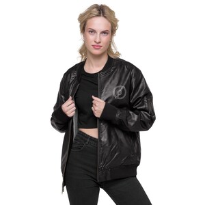 SS Logo Leather Bomber Jacket - Etsy