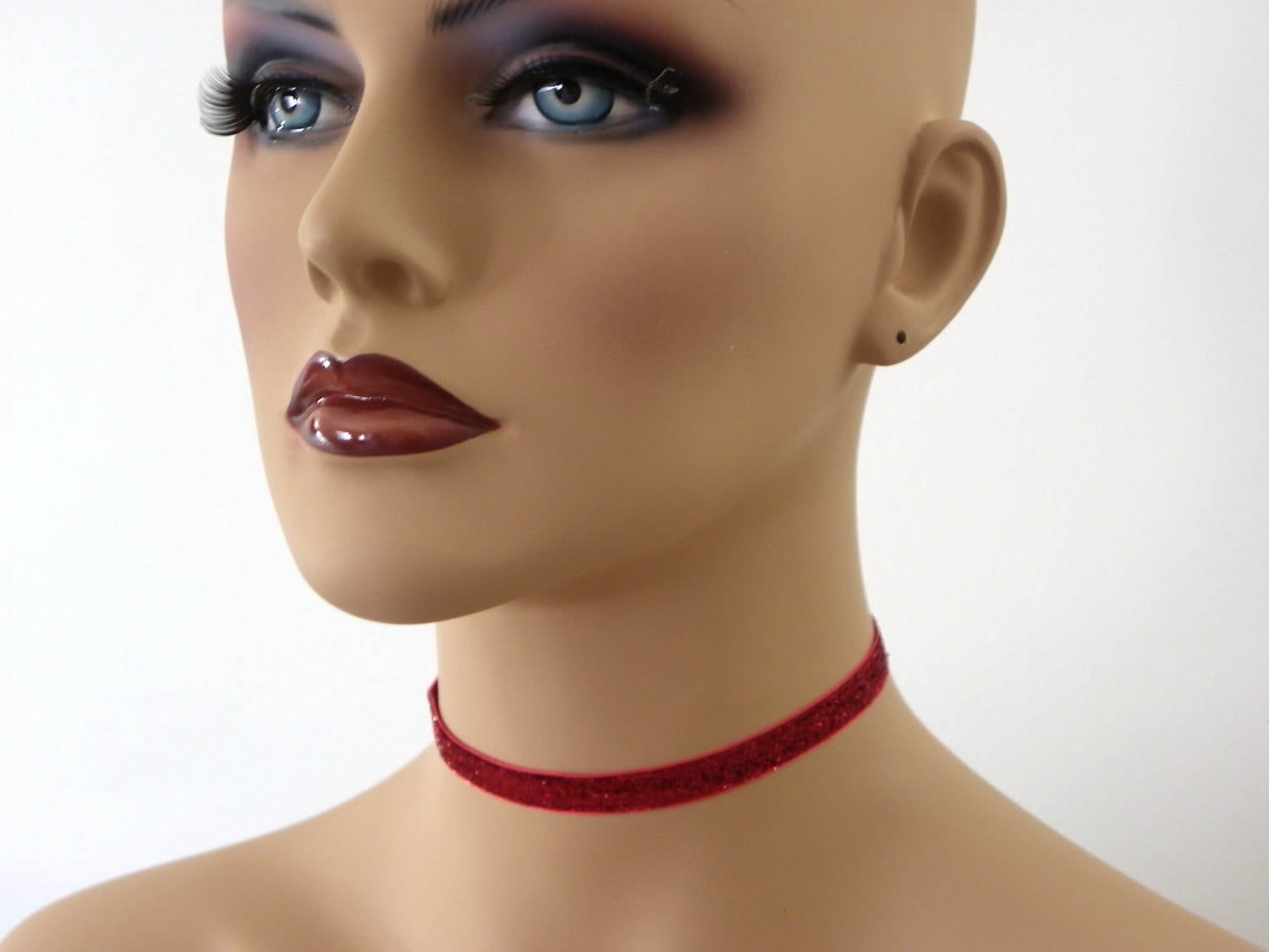 Glitter Red Choker Necklace, Glitter Choker Necklace, Red Shiny Choker ...