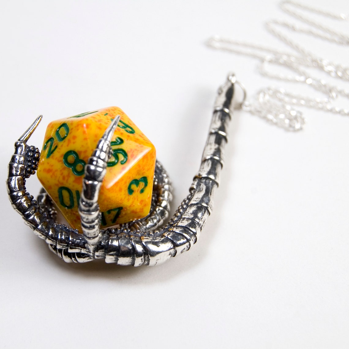 Dragon Claw With D20 Necklace, D20 Dice Necklace, D20 Pendant, Dungeons ...