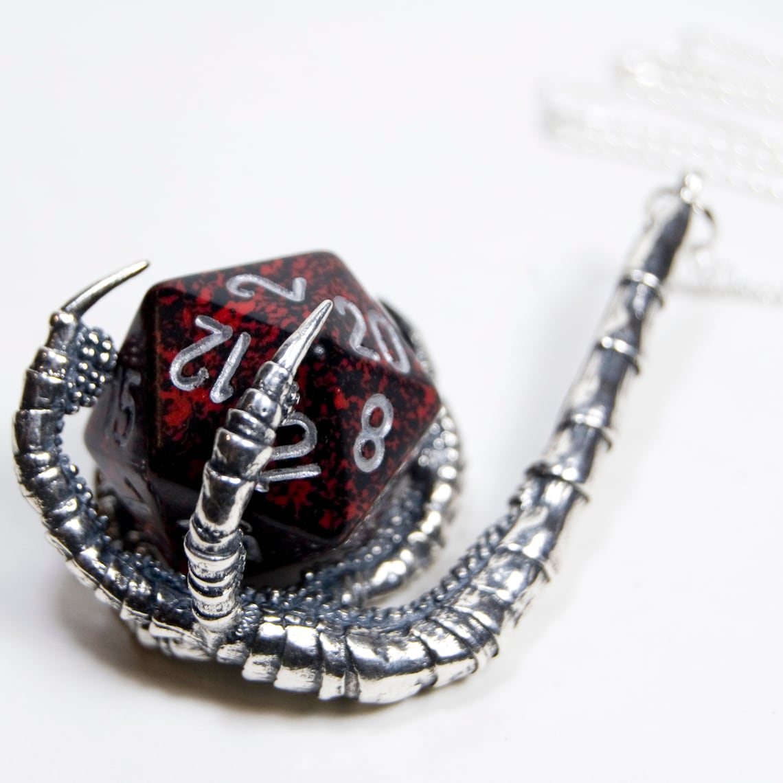 Dragon Claw With D20 Necklace, D20 Dice Necklace, D20 Pendant, Dungeons ...