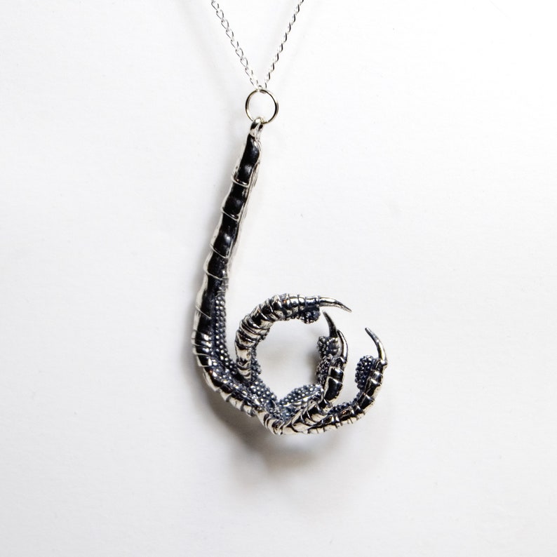 Large Sterling Silver Raven Claw Pendant, Raven Claw Necklace, Crow ...
