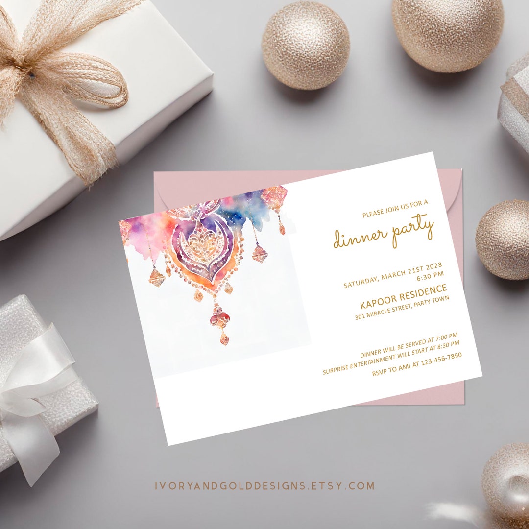 Indian Invitation {housewarming, Wedding, Diwali, Dinner Party, Holi ...