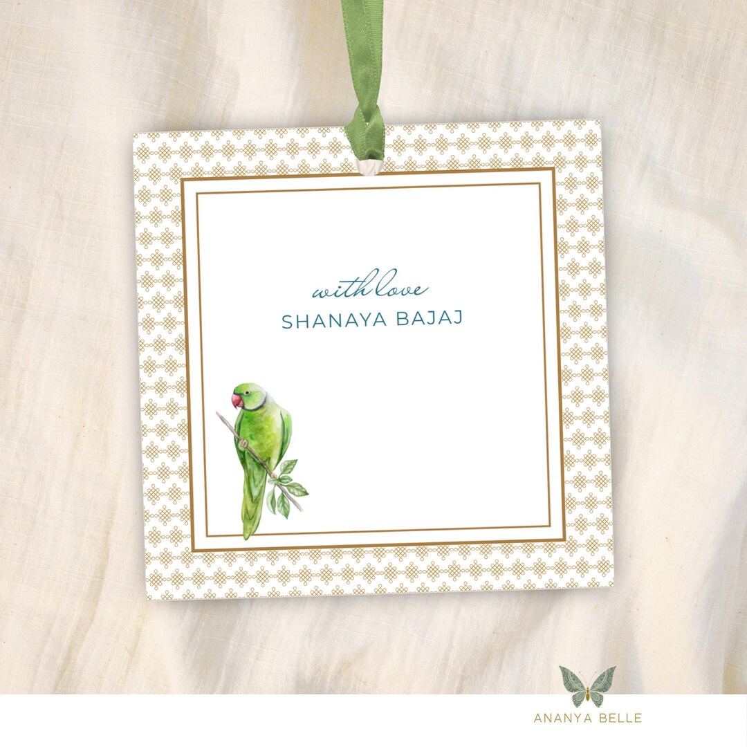 Custom Gift Tag: Printable Parrot Gift Card - Editable Canva Template ...