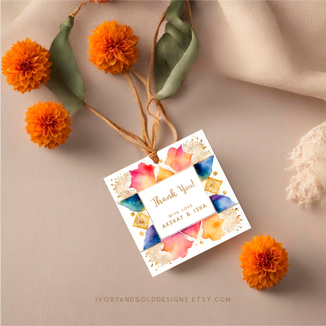 Indian Gift Tag | Return Gift Tag, Thank You Card, Desi Wedding Favor ...
