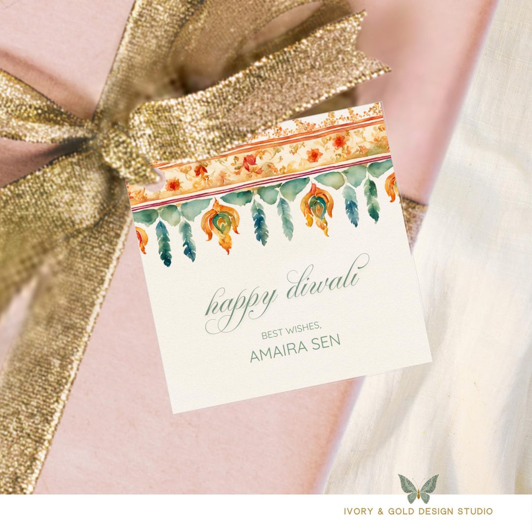 Editable Personalized Diwali Gift Tag: Indian Wedding Thank You, Flower ...