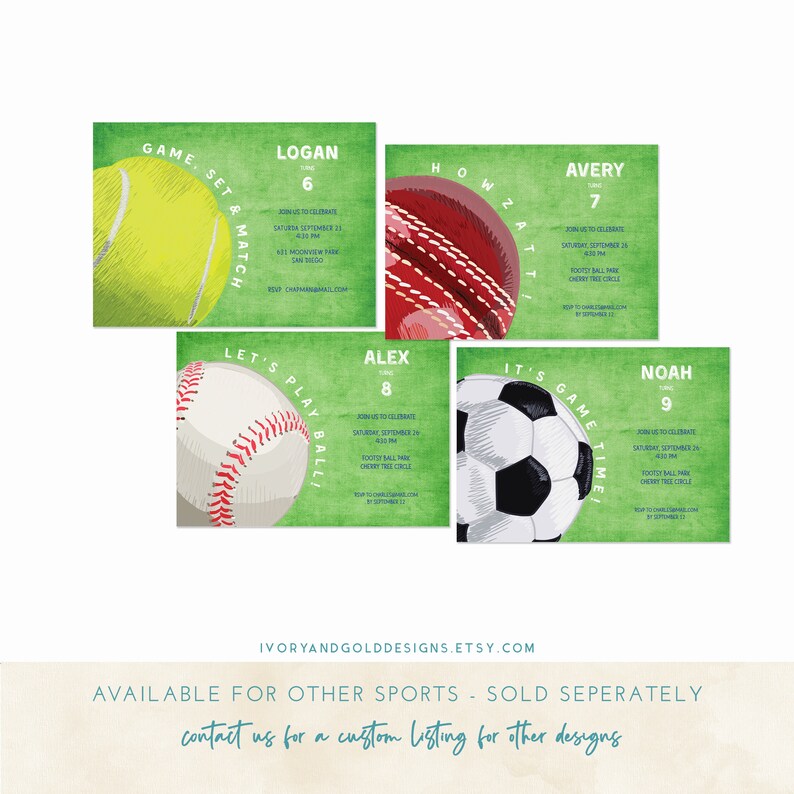 Editable Cricket Birthday Invitation: Sport Party Invite (digital ...