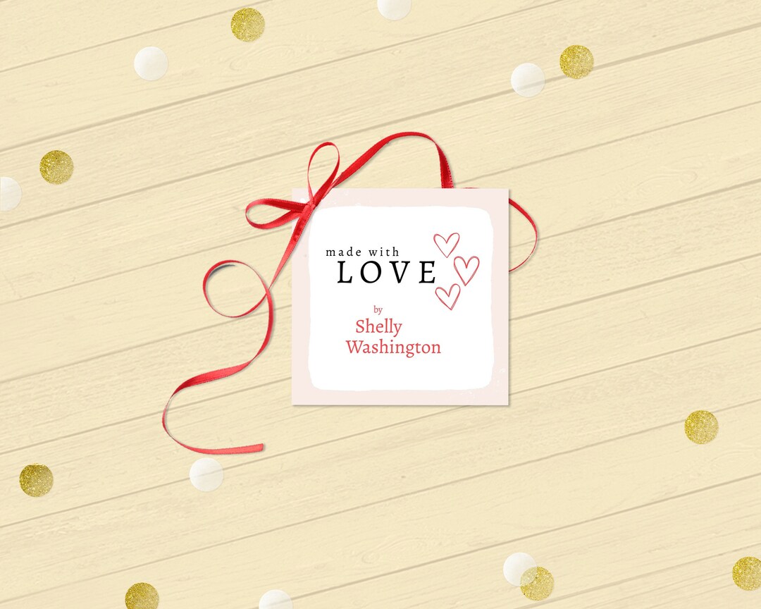 Editable Made With Love Gift Tag: Ivory and Gold (corjl Template) - Etsy