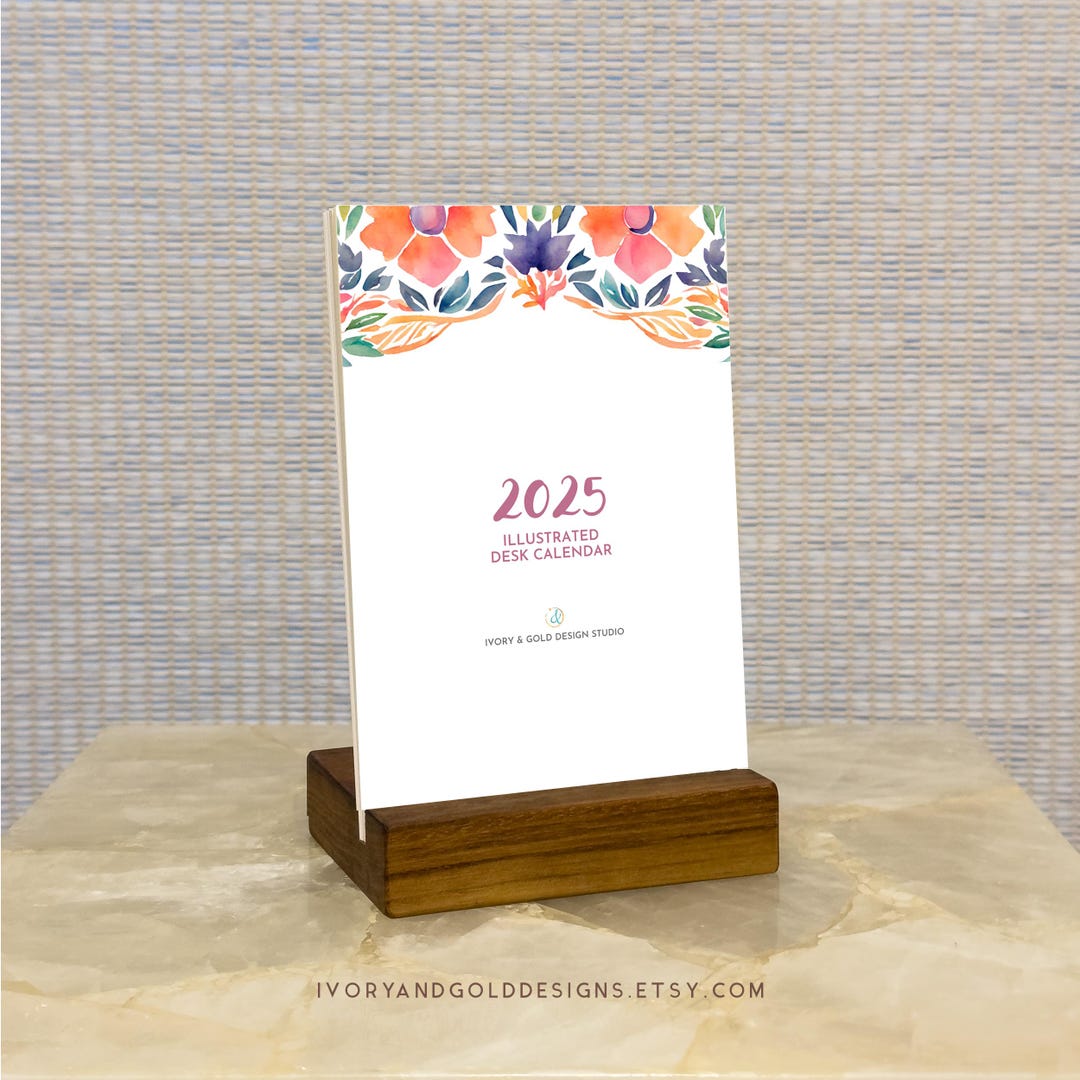 2025 Colorful Desk Calendar W Stand - 12 Month Calendar, Whimsical ...