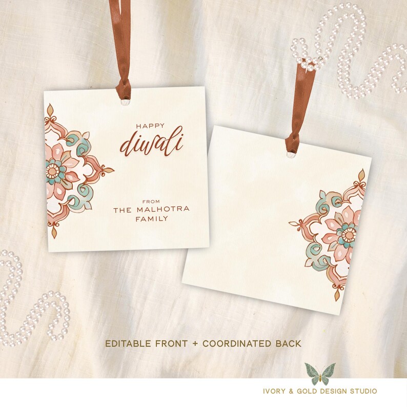 Editable Custom Diwali Gift Tag - Printable Favor Tag, Rangoli Block ...