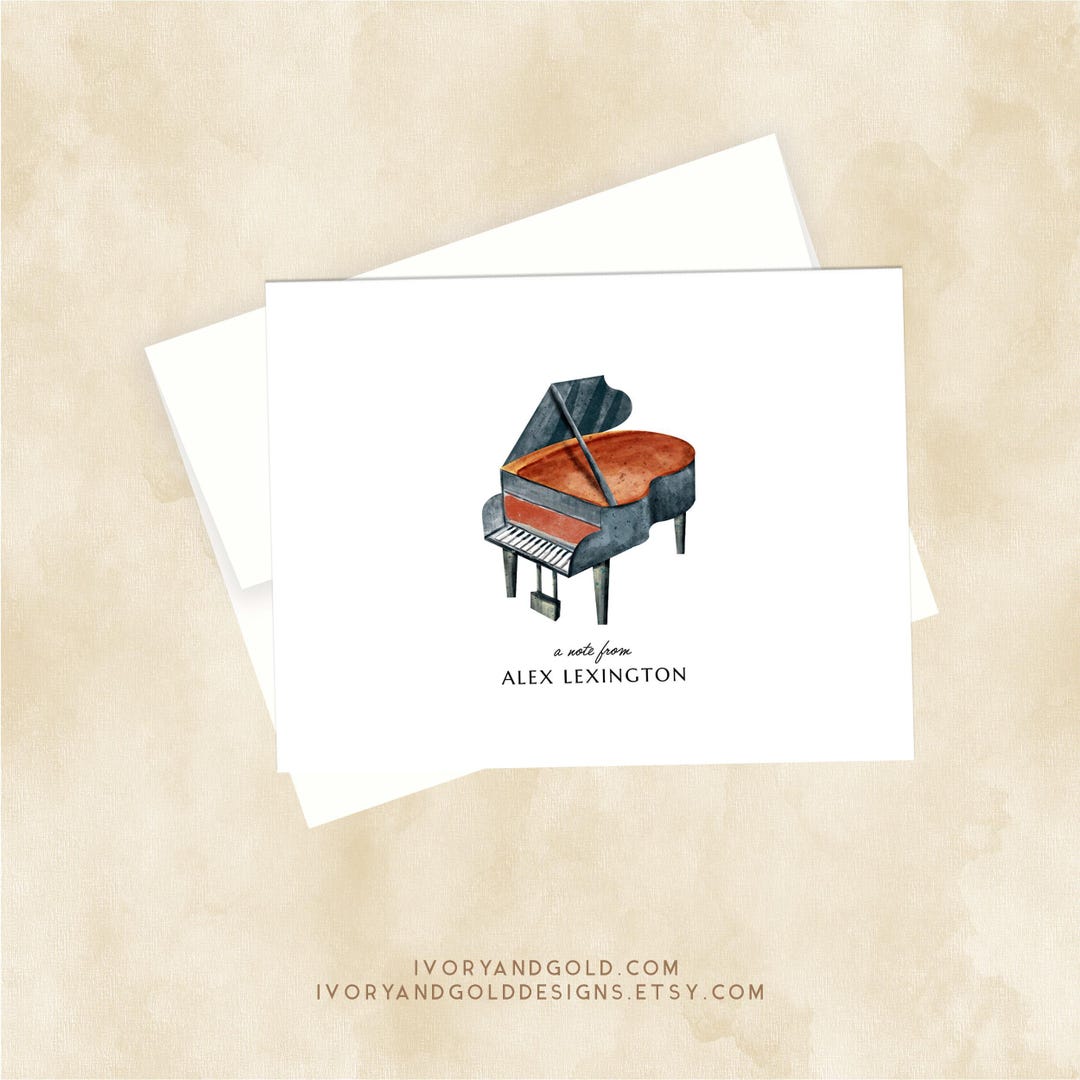 Personalized Music Stationery - Piano Note Card W Envelope, Musician ...