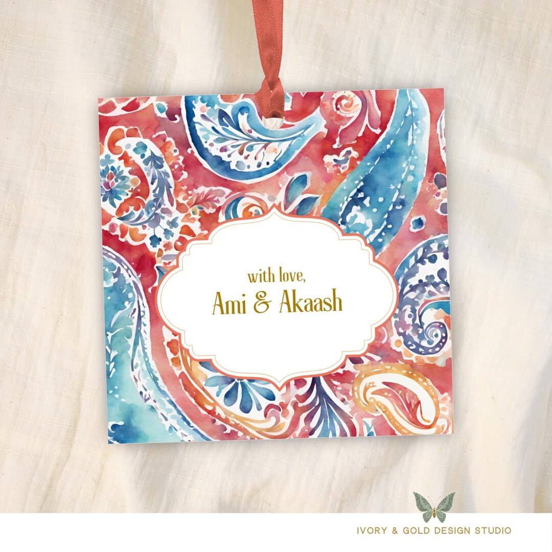 Editable Paisley Gift Tag: Indian Persian Style - Canva Template - Etsy