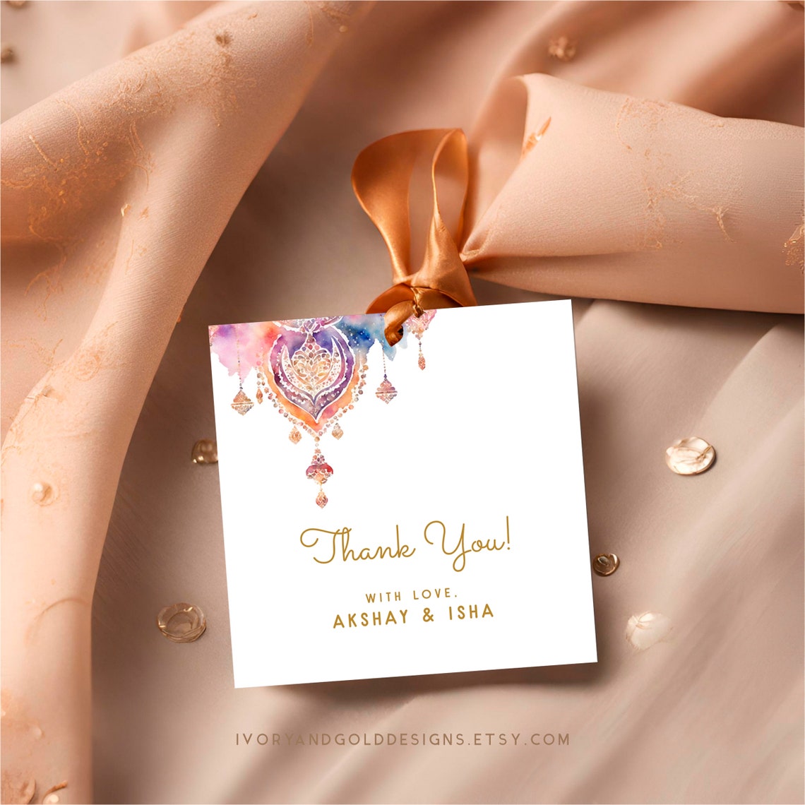 Indian Gift Tag | Return Gift Tag, Thank You Card, Desi Wedding Favor ...