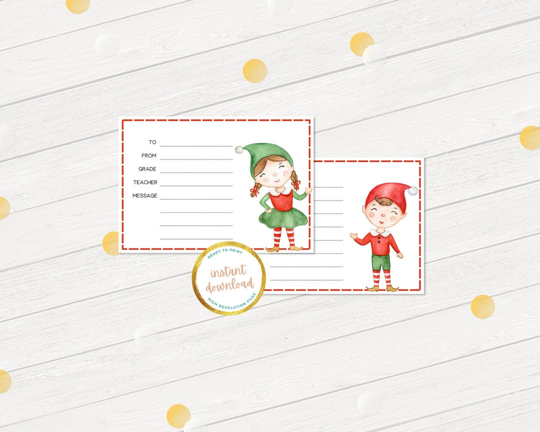 Elves Candy Gram, Girl Elf Note, Boy Elf Note, School Xmas Gram ...