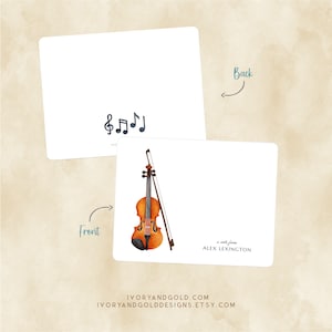 Personalized Music Stationery violin Note Card With Envelopes, Musician ...