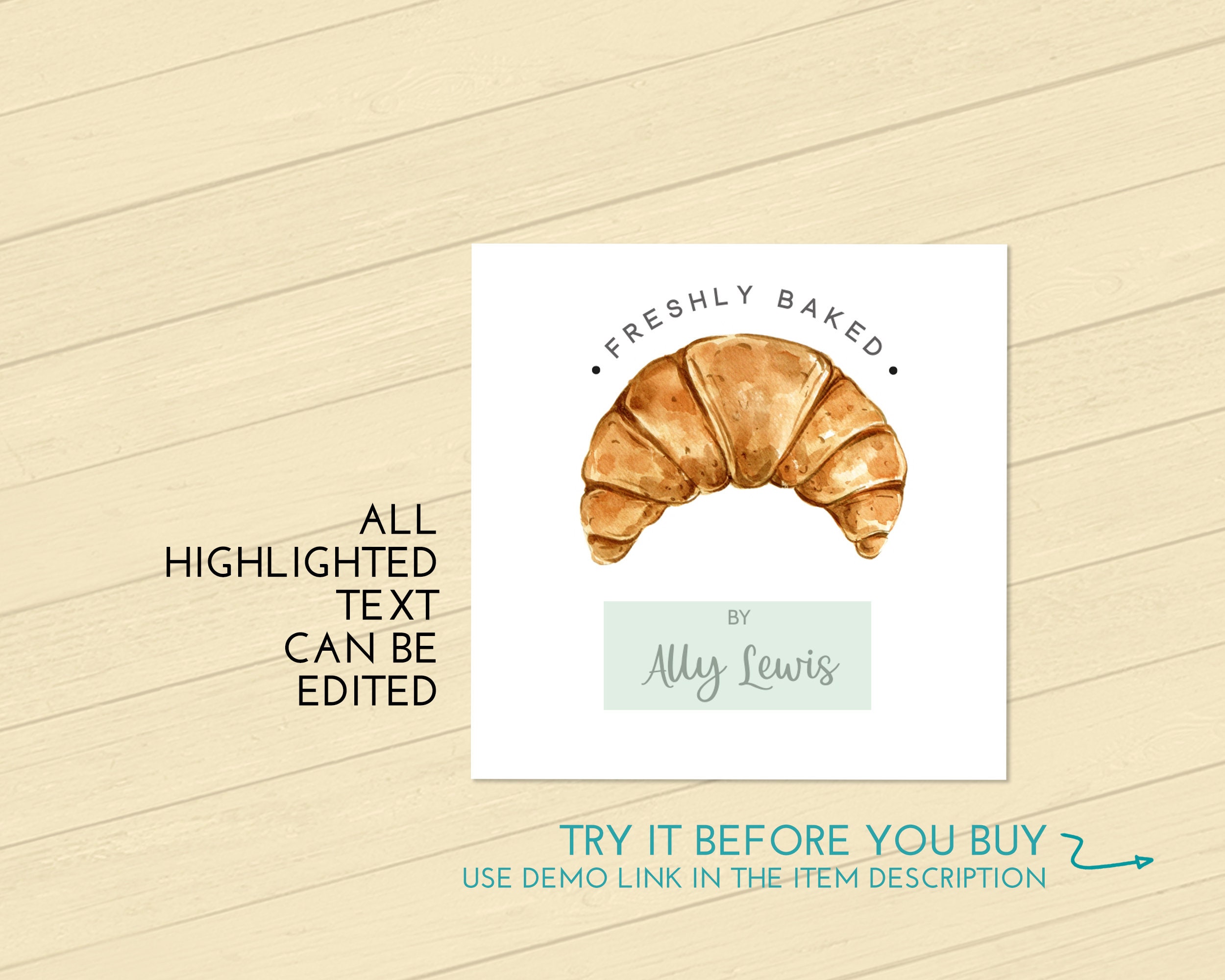Homemade Croissant Gift Tag: Printable Food Label (corjl Template) - Etsy