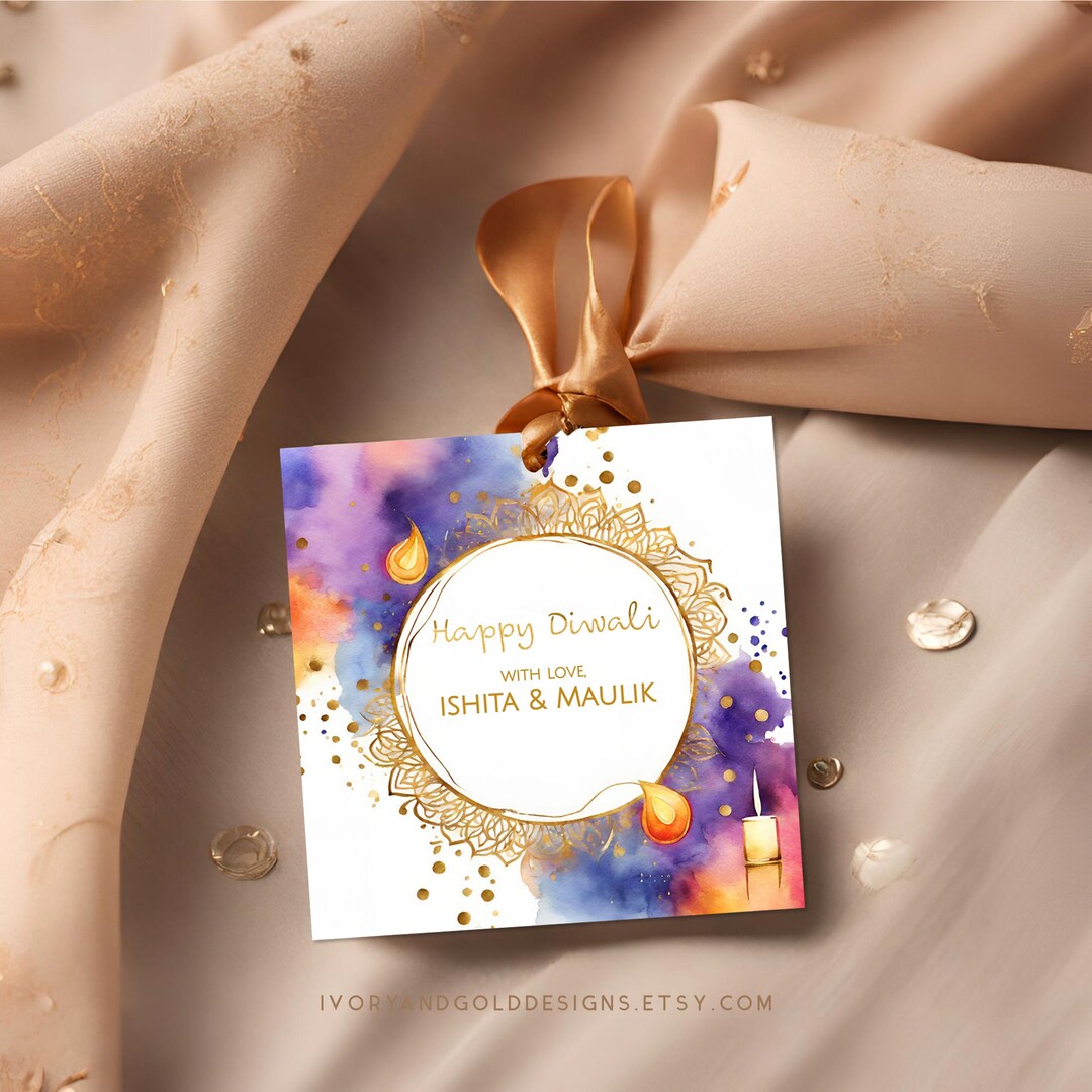 Indian Gift Tag | Housewarming Diwali Puja, Wedding Favor Bag Tag ...