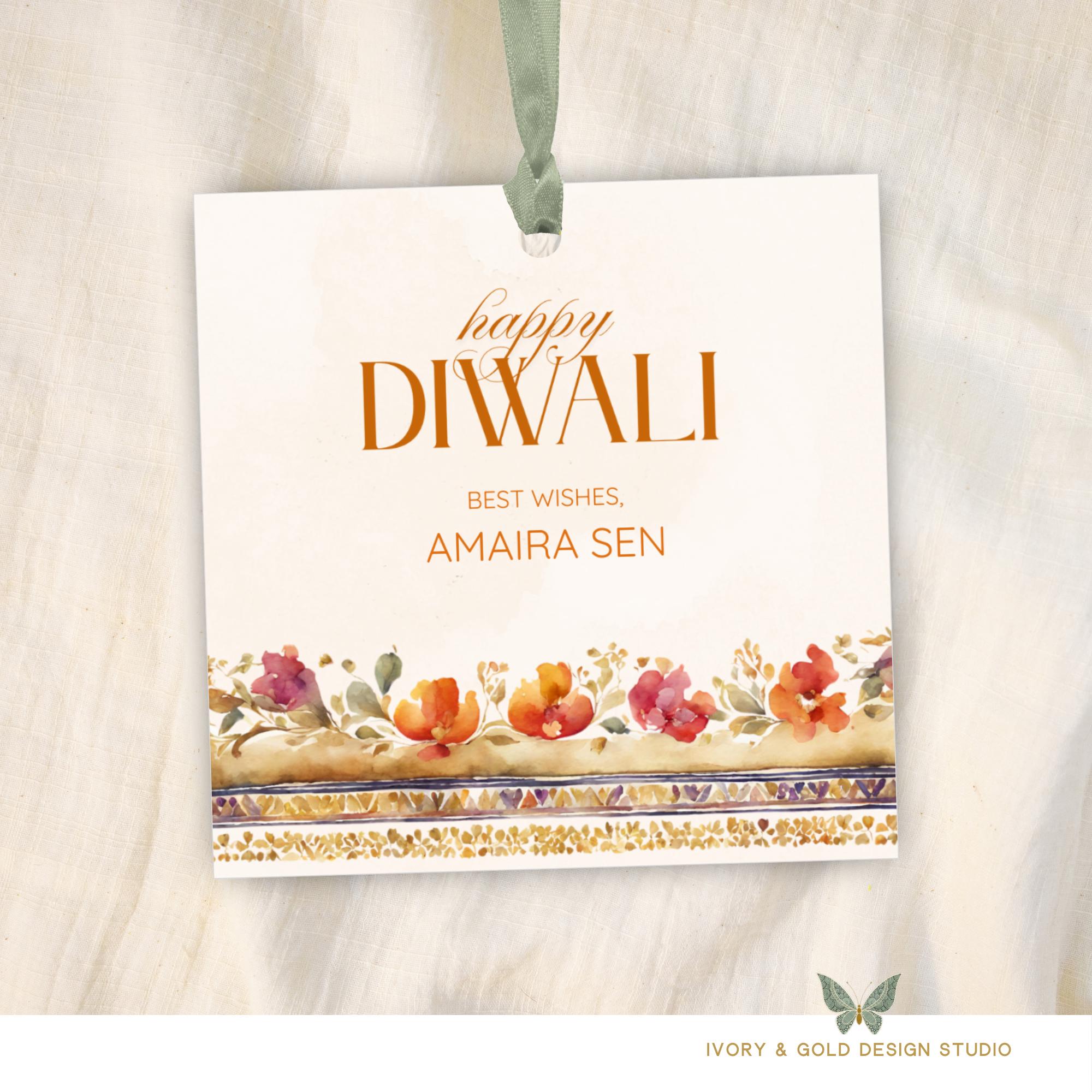 Editable Diwali Gift Tag - Personalized Indian Wedding Thank You Tag ...