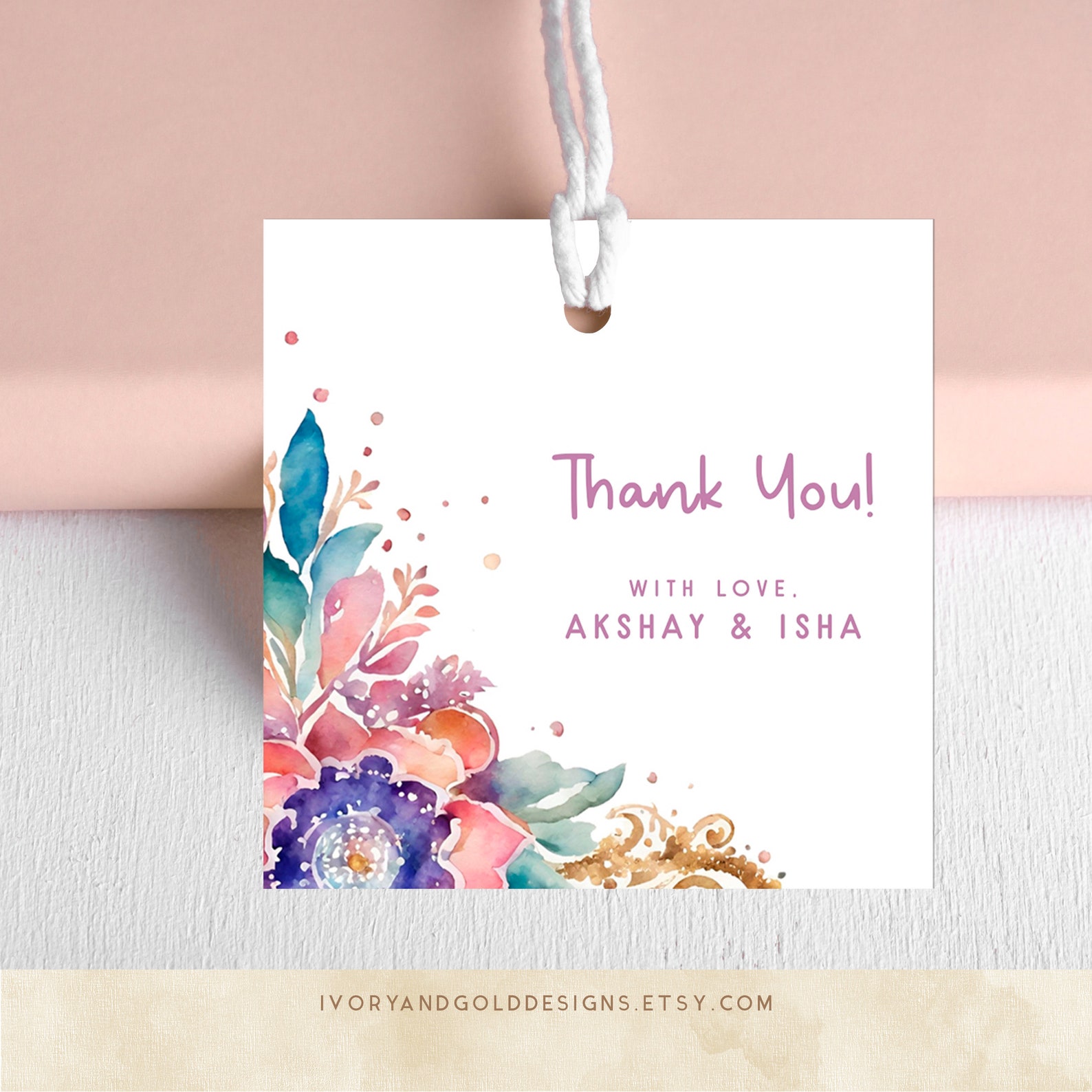 Indian Gift Tag | Return Gift Tag, Thank You Card, Desi Wedding Favor ...