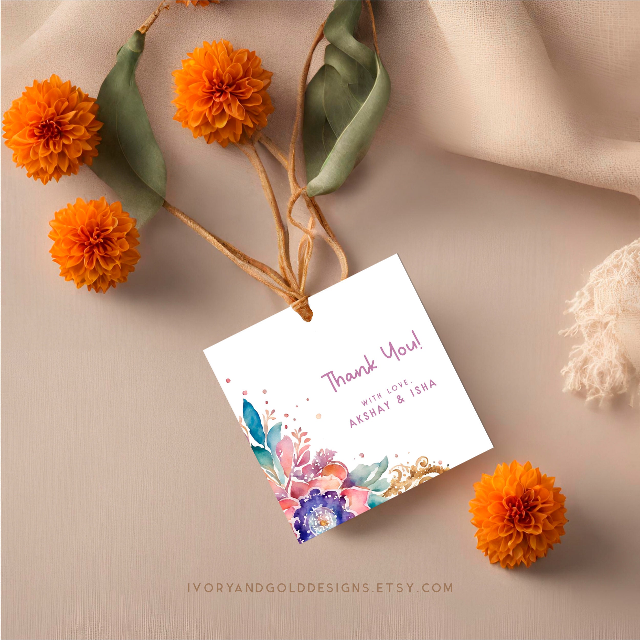 Indian Gift Tag | Return Gift Tag, Thank You Card, Desi Wedding Favor ...