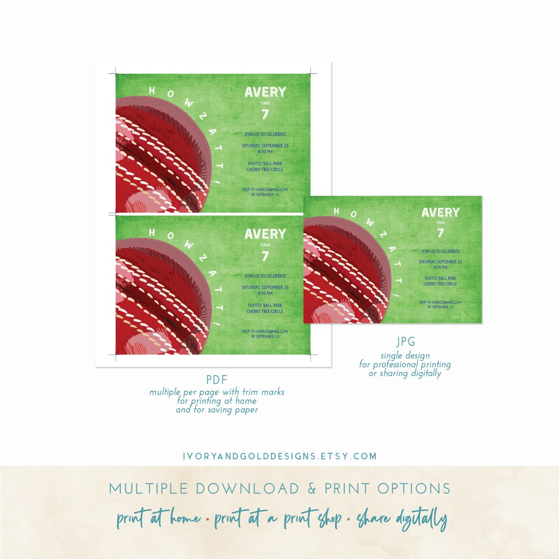 Editable Cricket Birthday Invitation: Sport Party Invite (digital ...