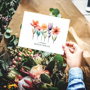 Personalized Spring Stationery - Floral Stationery, Flower Folded Note ...