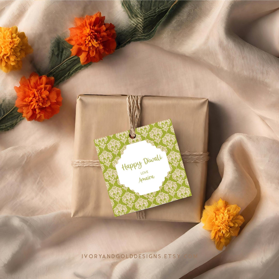 Block Print Gift Tag | Editable Return Gift Tag, Indian Batik Print ...