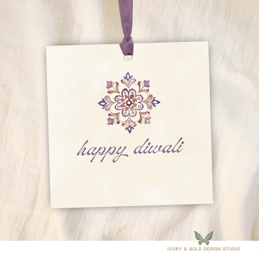 Printable Diwali Gift Tag: Happy Diwali Favor Tag, Indian Rangoli ...
