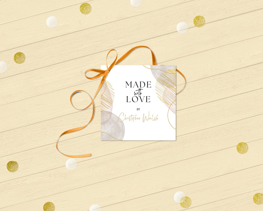 Editable Made With Love Gift Tag: Ivory & Gold (corjl Template) - Etsy