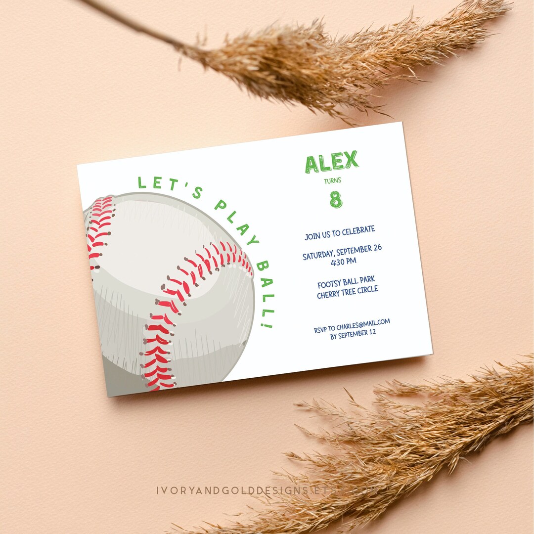 Editable Baseball Party Invitation Sport Birthday Invite Ball Game ...