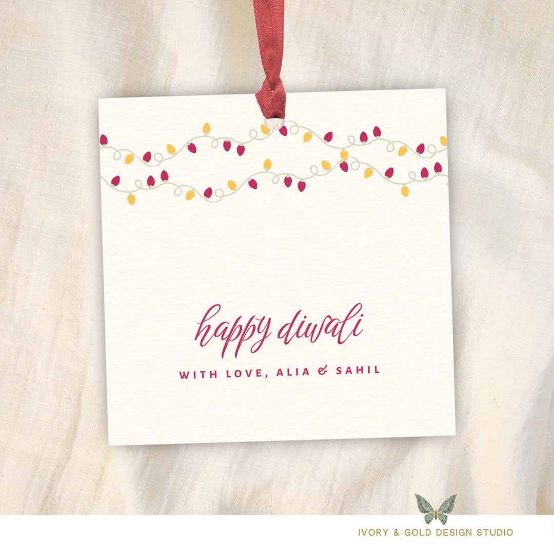 Custom Diwali Gift Tag: Watercolor Diwali Lights Deepavali - Editable ...