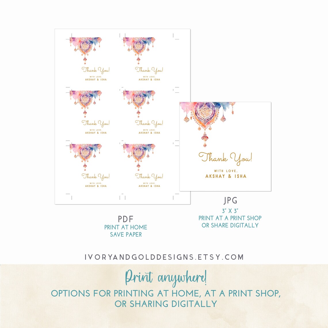 Indian Gift Tag | Return Gift Tag, Thank You Card, Desi Wedding Favor ...