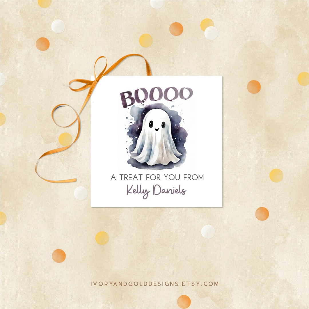 Editable Cute Ghost Halloween Party Gift Tag Trick or Treat - Etsy