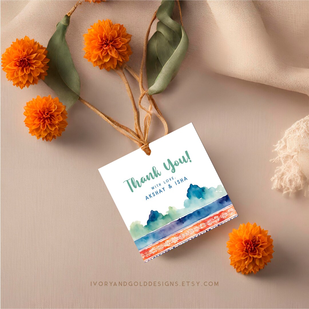 Indian Gift Tag | Return Gift Tag, Thank You Card, Desi Wedding Favor ...