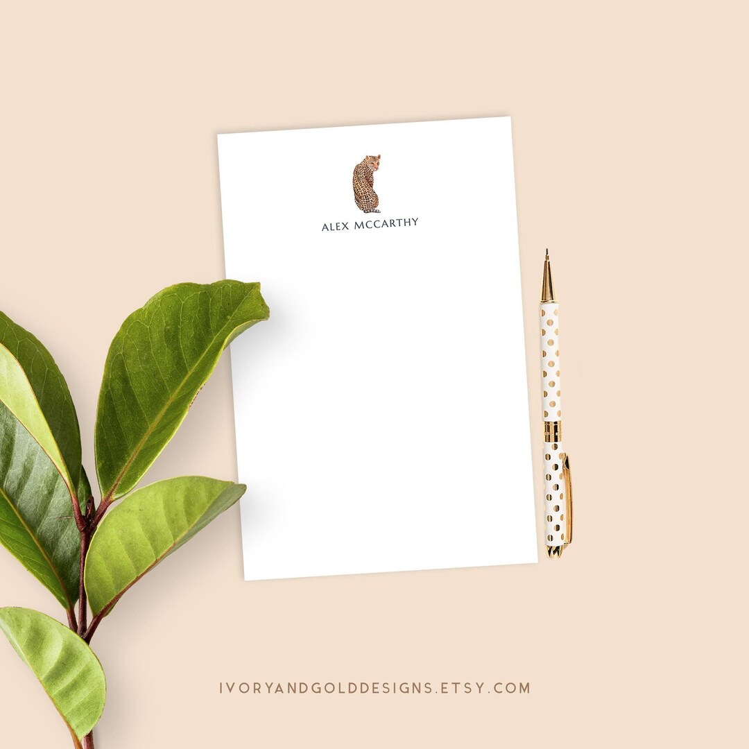 Personalized Leopard Notepad - Modern Notepad, Chic Stylish Bold Young Teens Women Stationery To ...