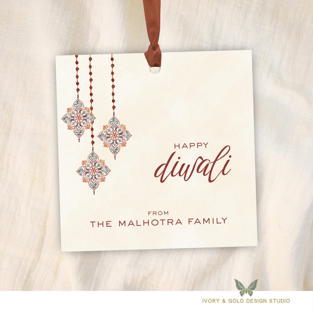 Custom Diwali Gift Tag: Printable Favor Tag, Indian Wedding Thank You ...